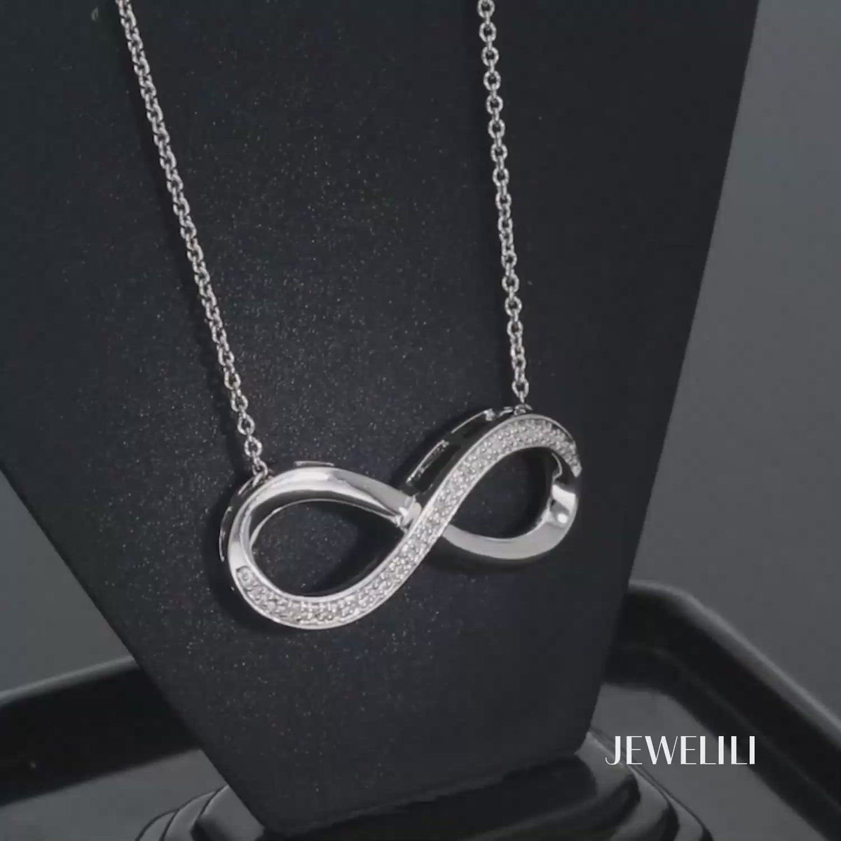 Jewelili Infinity Necklace Diamond Jewelry in Rose Gold Over Sterling ...