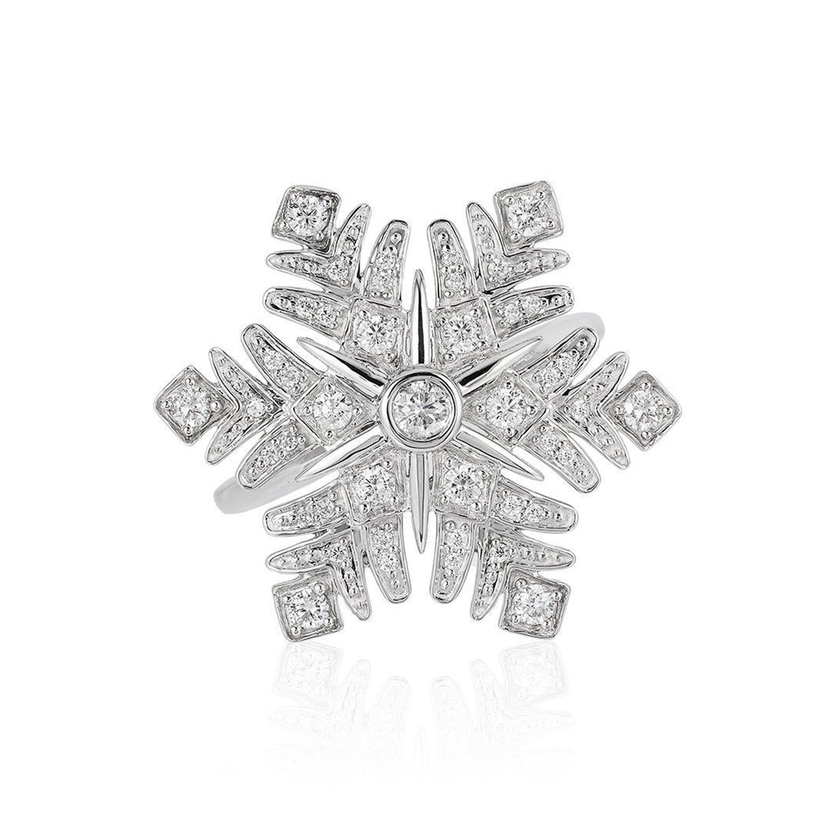 Enchanted Disney Elsa Diamond Snowflake Ring 14K White Gold Jewelry 1/2 ...