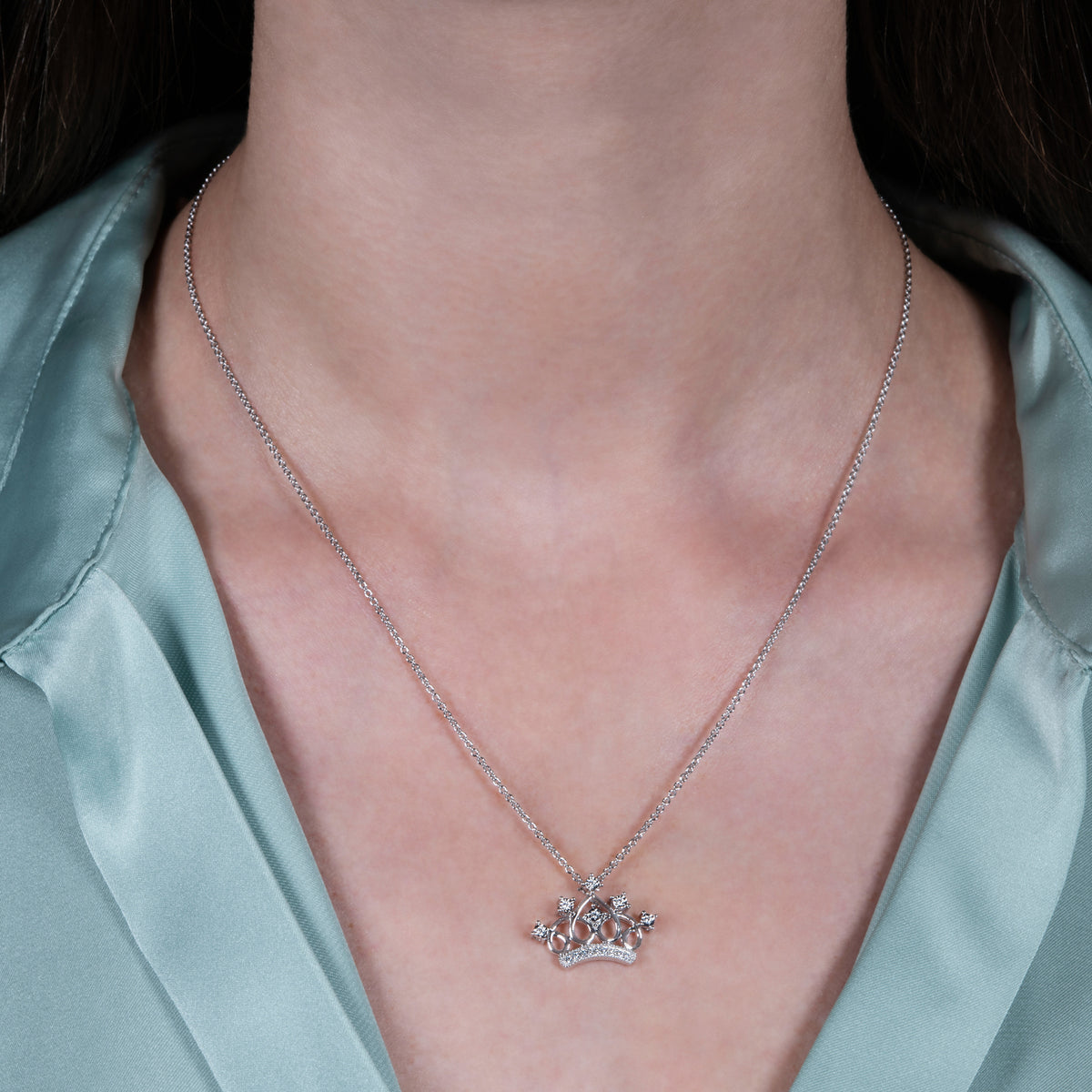 Enchanted Disney Majestic Princess Diamond Pendant Necklace in Sterling ...