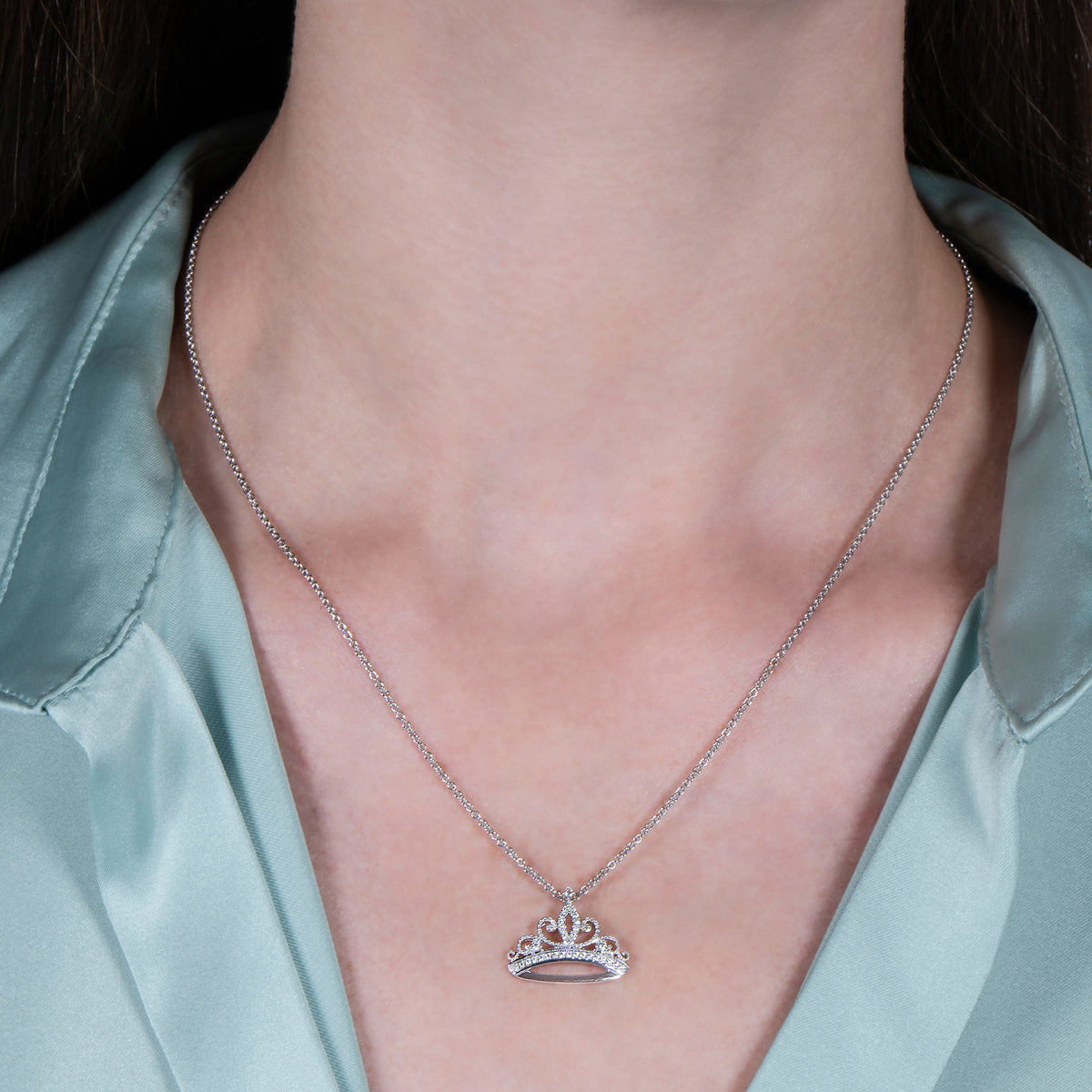Enchanted Disney Majestic Princess Diamond Pendant Necklace in Sterling ...