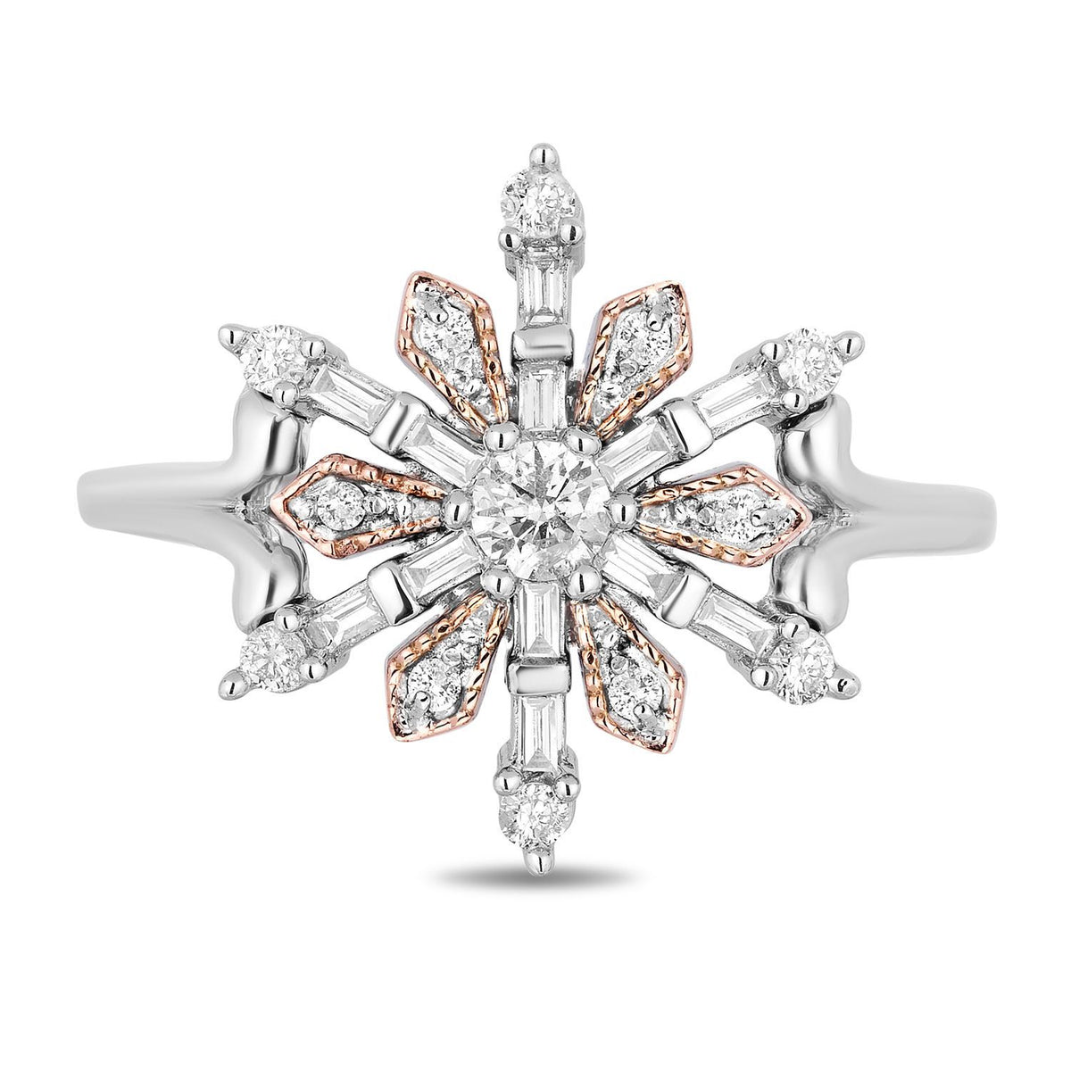 Enchanted Disney Elsa Diamond Snowflake Ring 10K Rose Gold Jewelry 3/8 ...